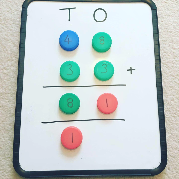 Bottle Top Column Addition - Playful Learning Games