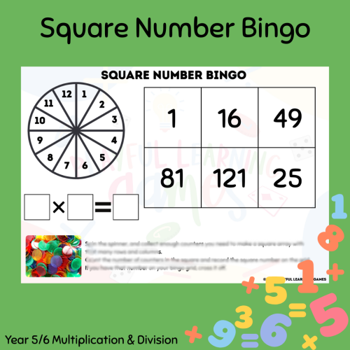 Square Number Bingo - Playful Learning Games
